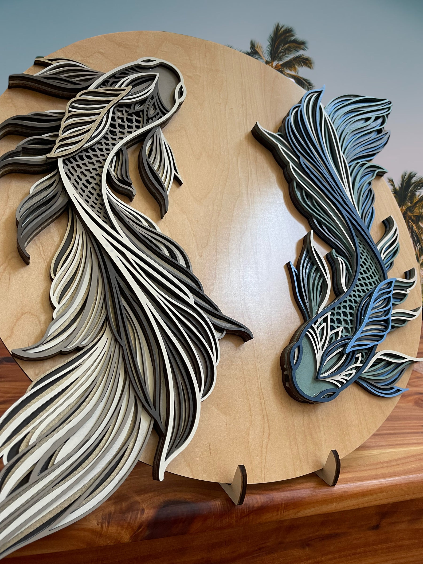 3D Mandala Coy Fish – AVEL Woodworking