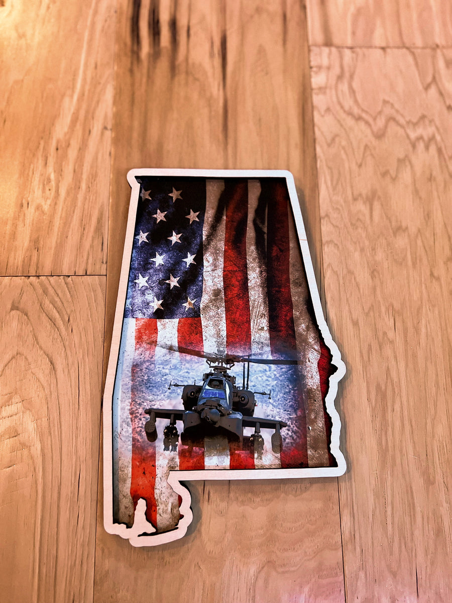 Alabama State Helicopter Plaque – AVEL Woodworking